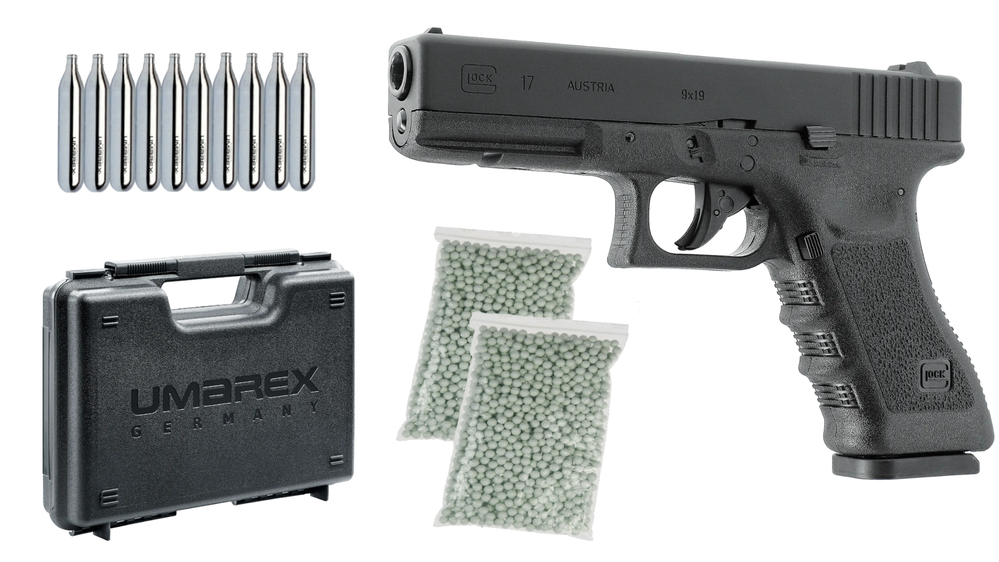 Set BlackFriday Pistol Glock 17 Blowback +cutie +CO2 si bile - Umarex ...